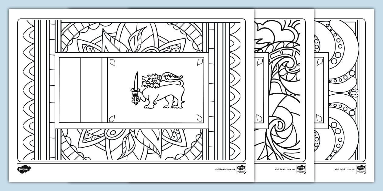 Sri Lanka Flag Mindfulness Colouring Sheets - Twinkl