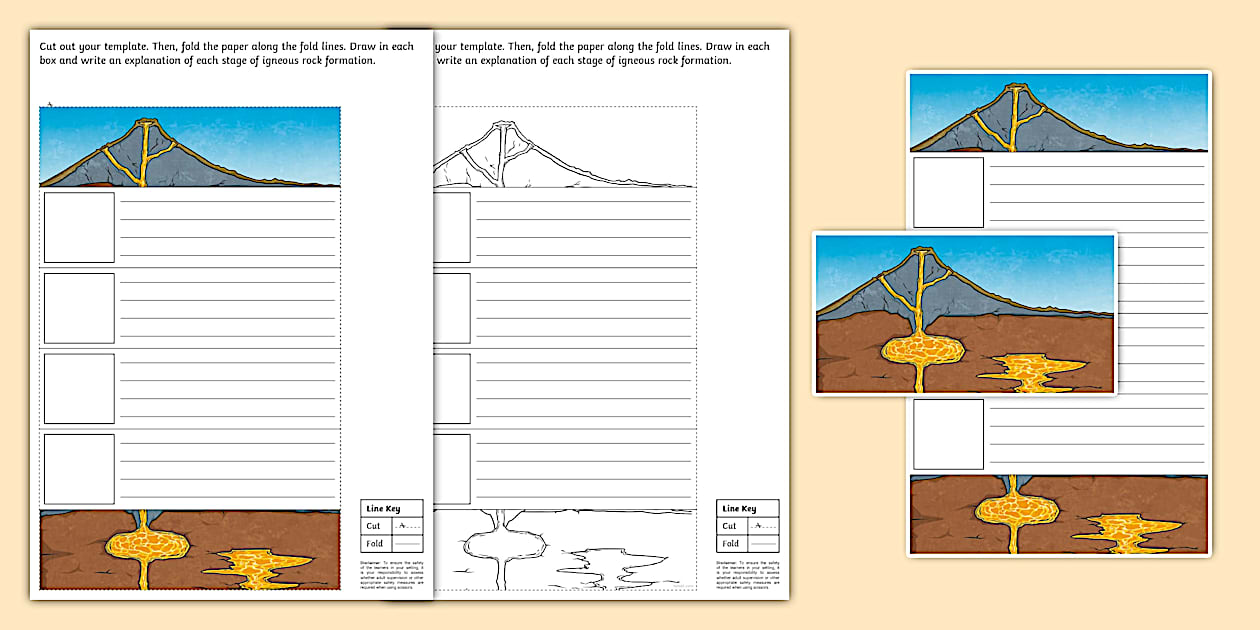 Stages of Igneous Rock Formation Folding Template - Twinkl