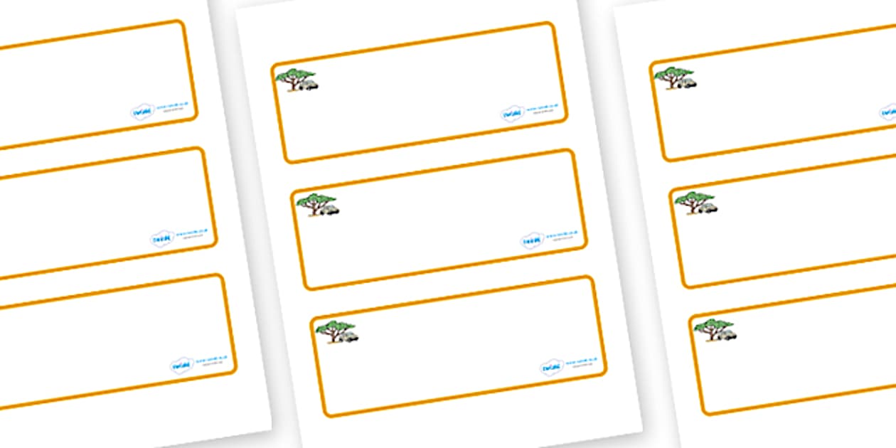 Safari Themed Editable Drawer-Peg-Name Labels (Blank)