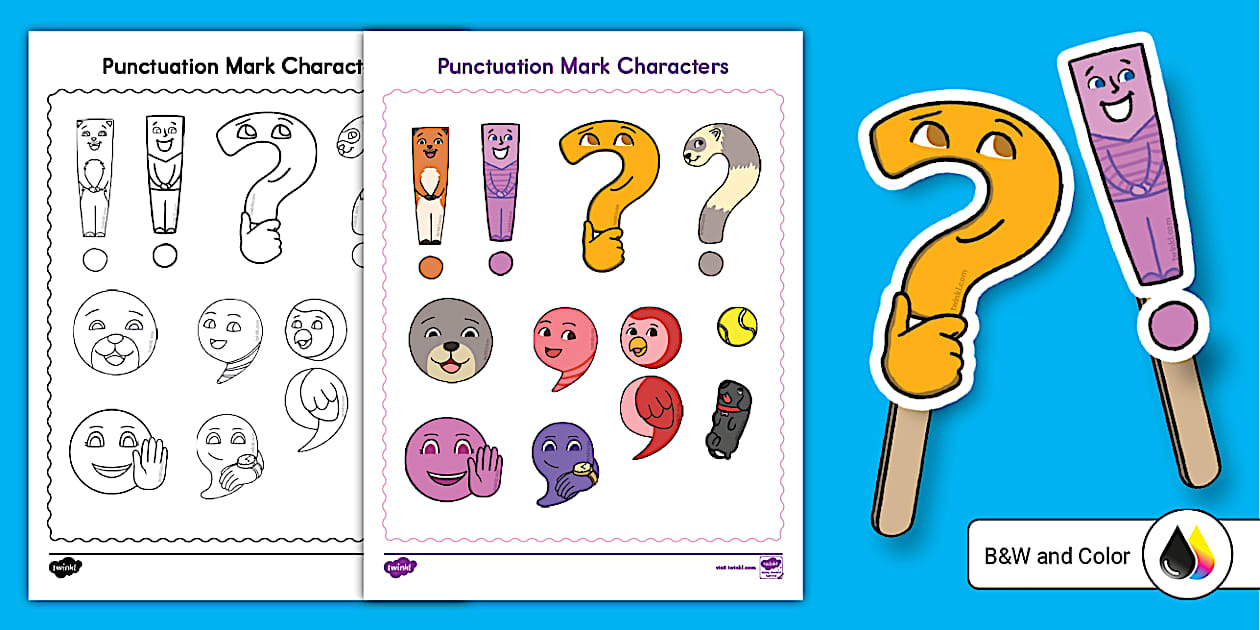 Punctuation Mark Character Stick Puppets (Teacher-Made)