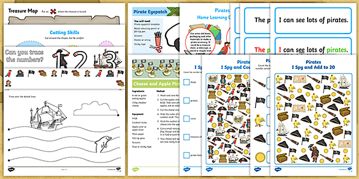 EYFS Pirates Home Learning Resource Pack (Ages 3-5) - Twinkl