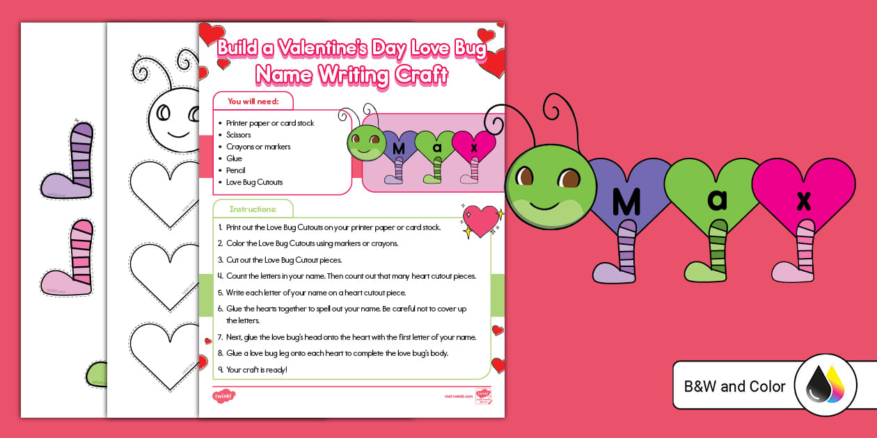 Build a Valentine's Day Love Bug Name Writing Craft - Twinkl