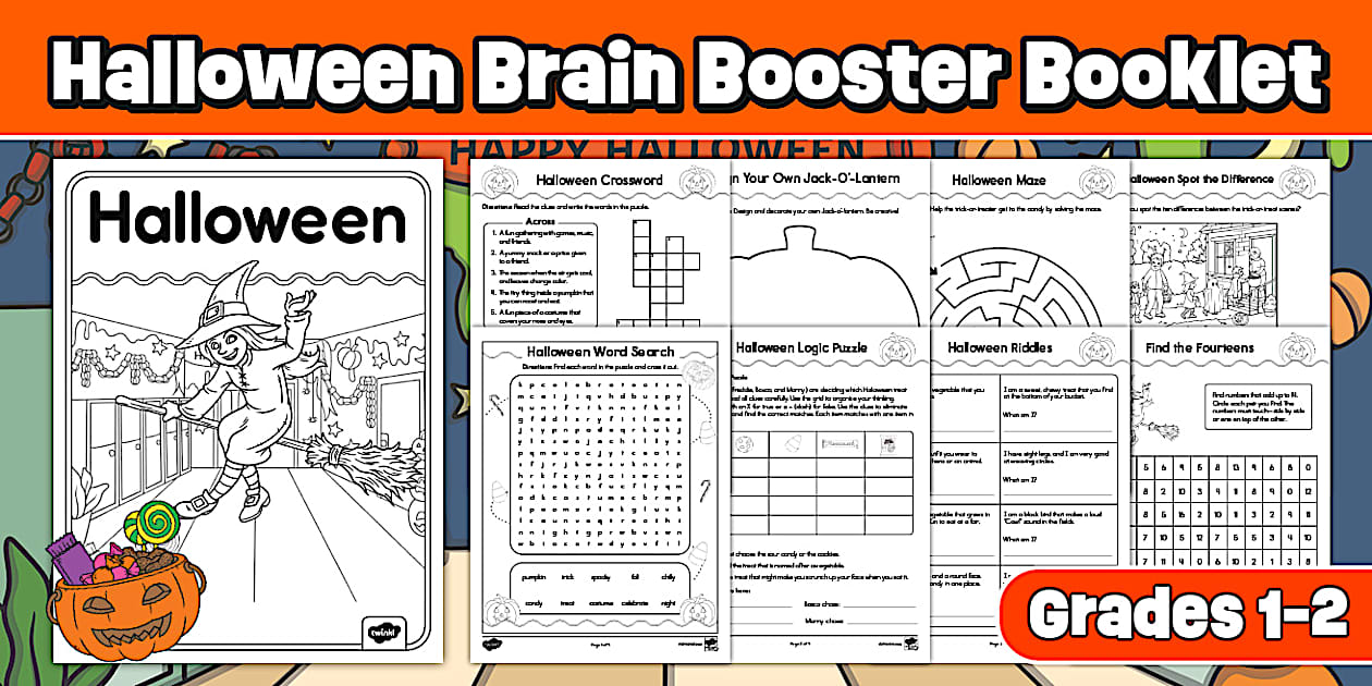 Halloween Brain Booster Booklet for 1st-2nd Grade