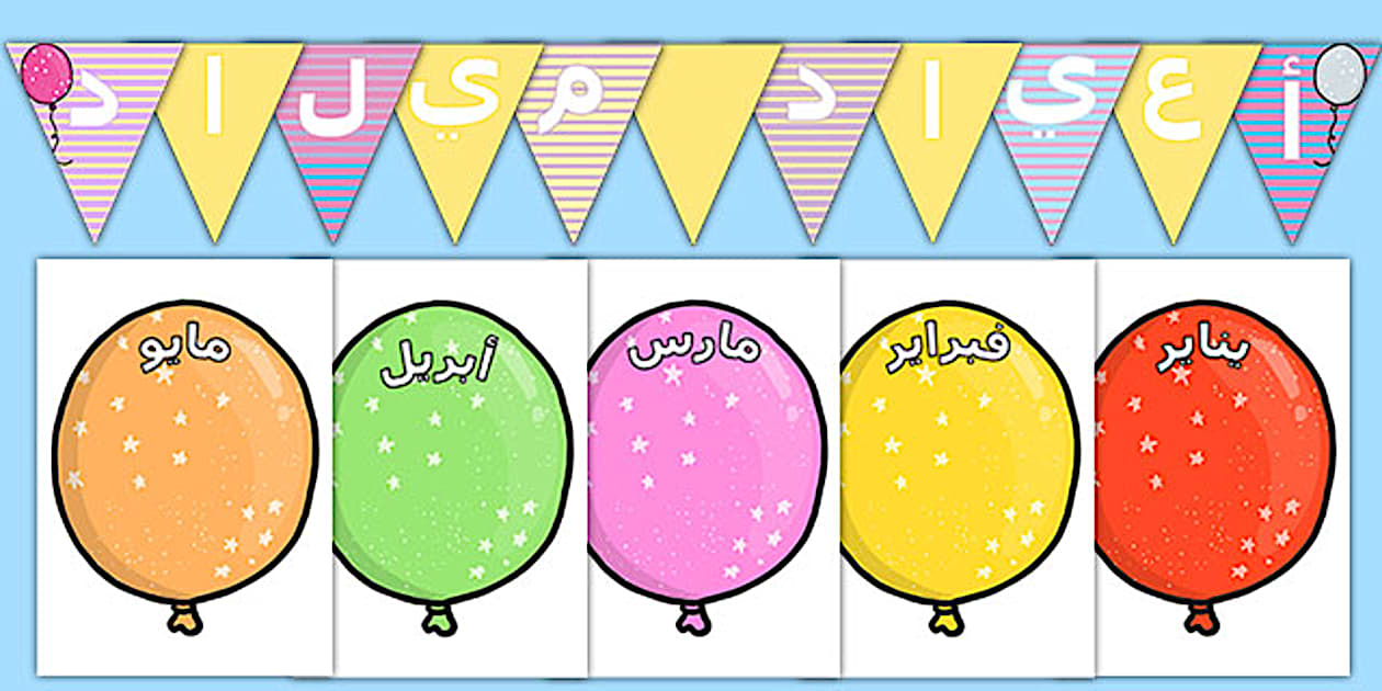Editable Balloon-Themed Birthday Display Pack Arabic