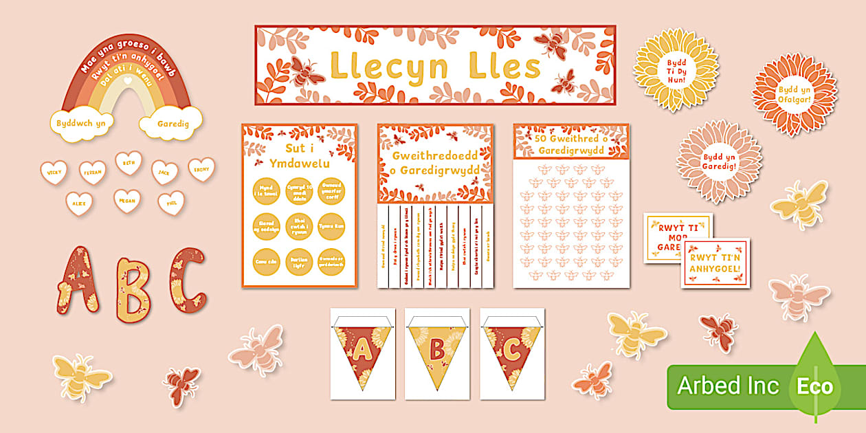 Pecyn Arddangosfa Llecyn Lles: Thema Gwenyn Gwych - Twinkl