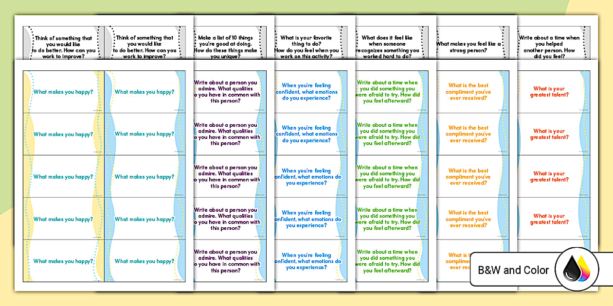 Second Grade Building Self-esteem Cut and Paste Journal Prompts