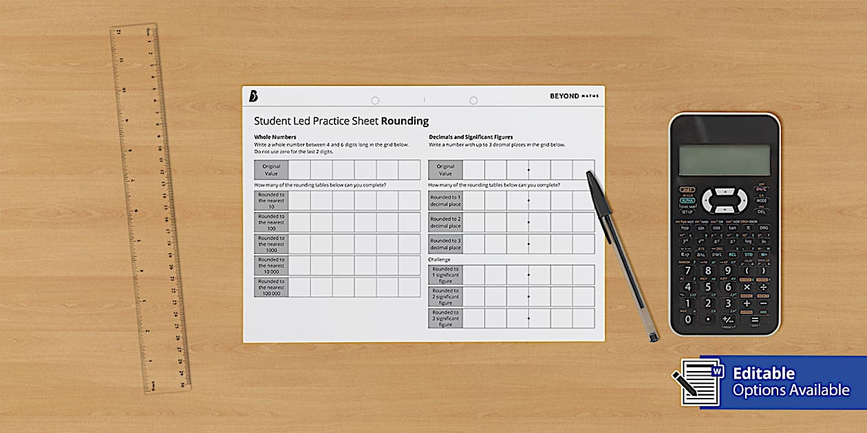 Editable KS3_KS4 Maths Student Led Practice Sheets Rounding