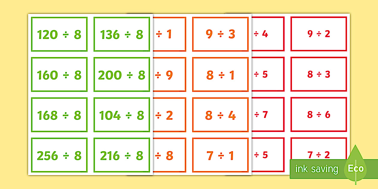 Division War Differentiated Playing Cards (teacher made)
