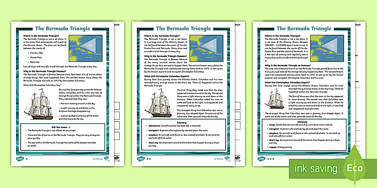 LKS2 The Bermuda Triangle Differentiated Reading Comprehension Activity