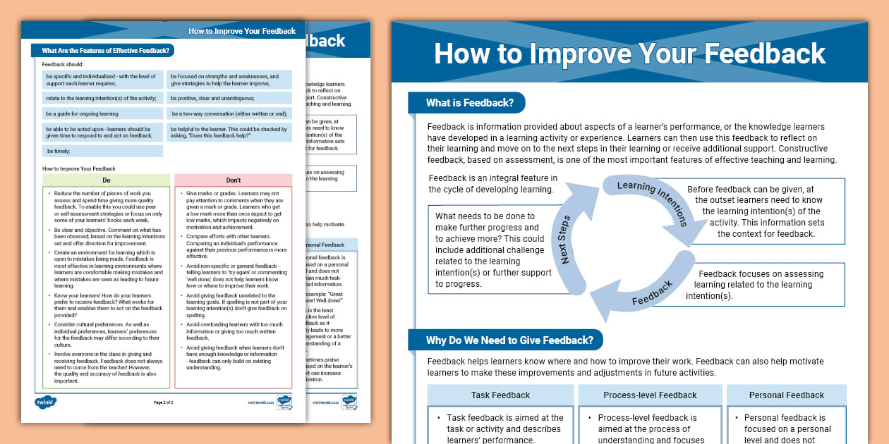 How to Improve Your Feedback (teacher made) - Twinkl