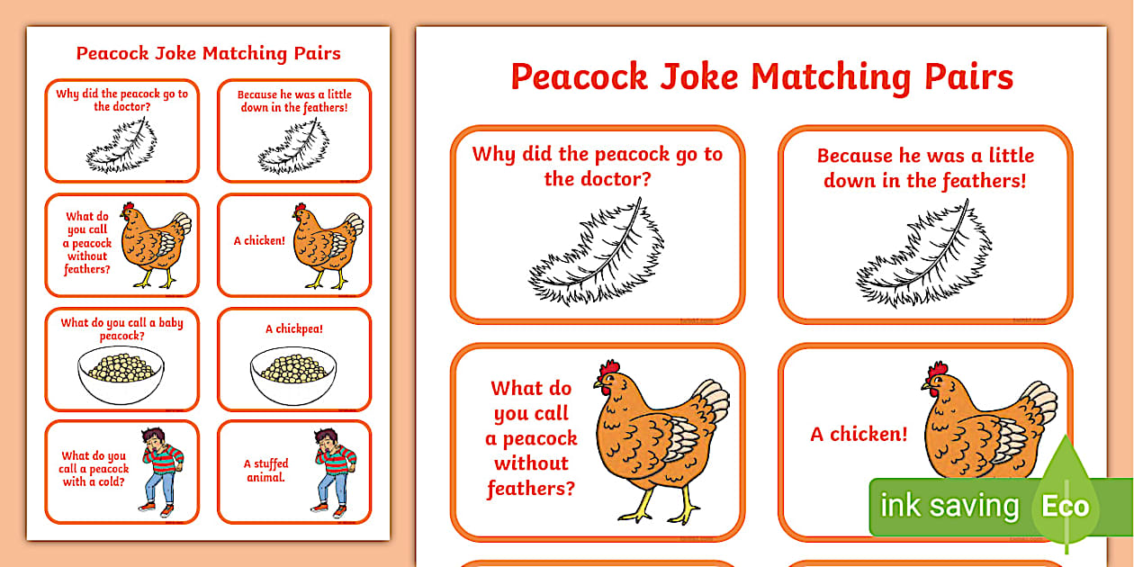 Peacock Joke Matching Pairs (professor feito) - Twinkl