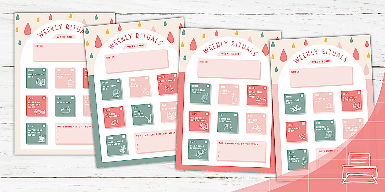 Complete Pack | Weekly Rituals | Rain Droplet Theme - Twinkl