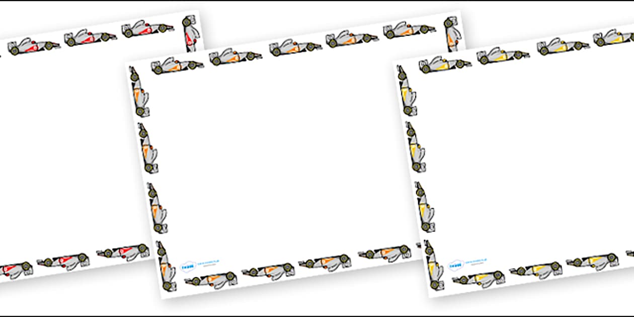 Editable Racing Car Full Page Borders (Landscape) - Twinkl