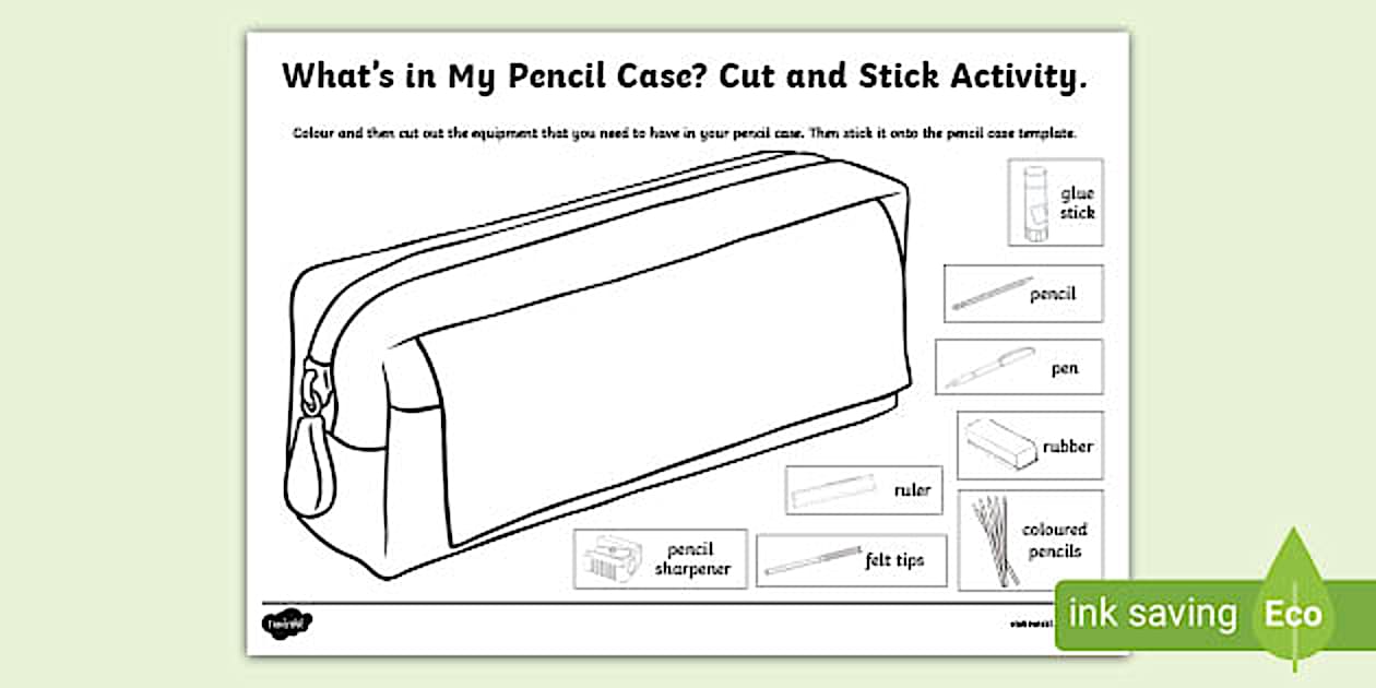 Editable What's in My Pencil Case? Cut and Stick Activity