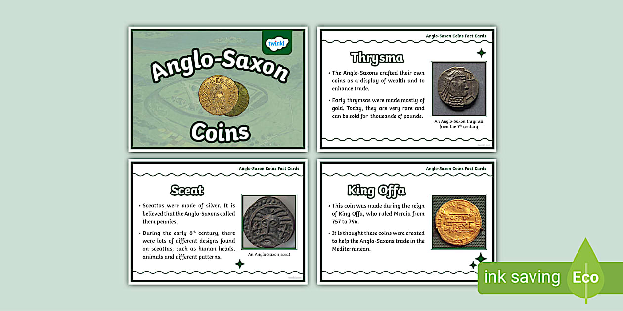 Anglo-Saxon Coins Fact Cards (teacher made) - Twinkl