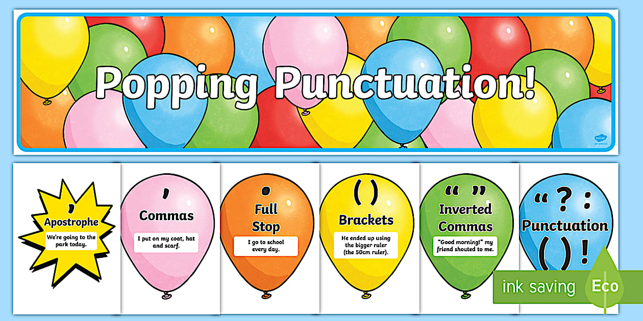 Punctuation Balloon Display Pack - all punctuation marks