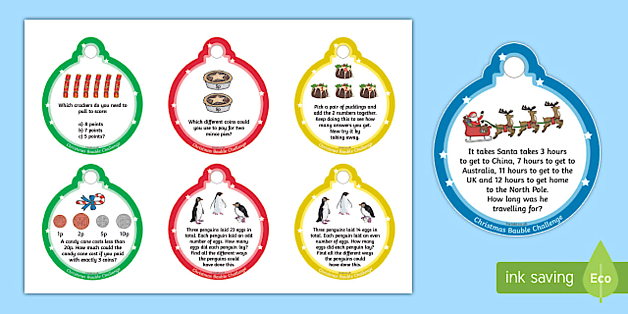 Christmas Maths Challenge | Christmas Maths Puzzles - Twinkl
