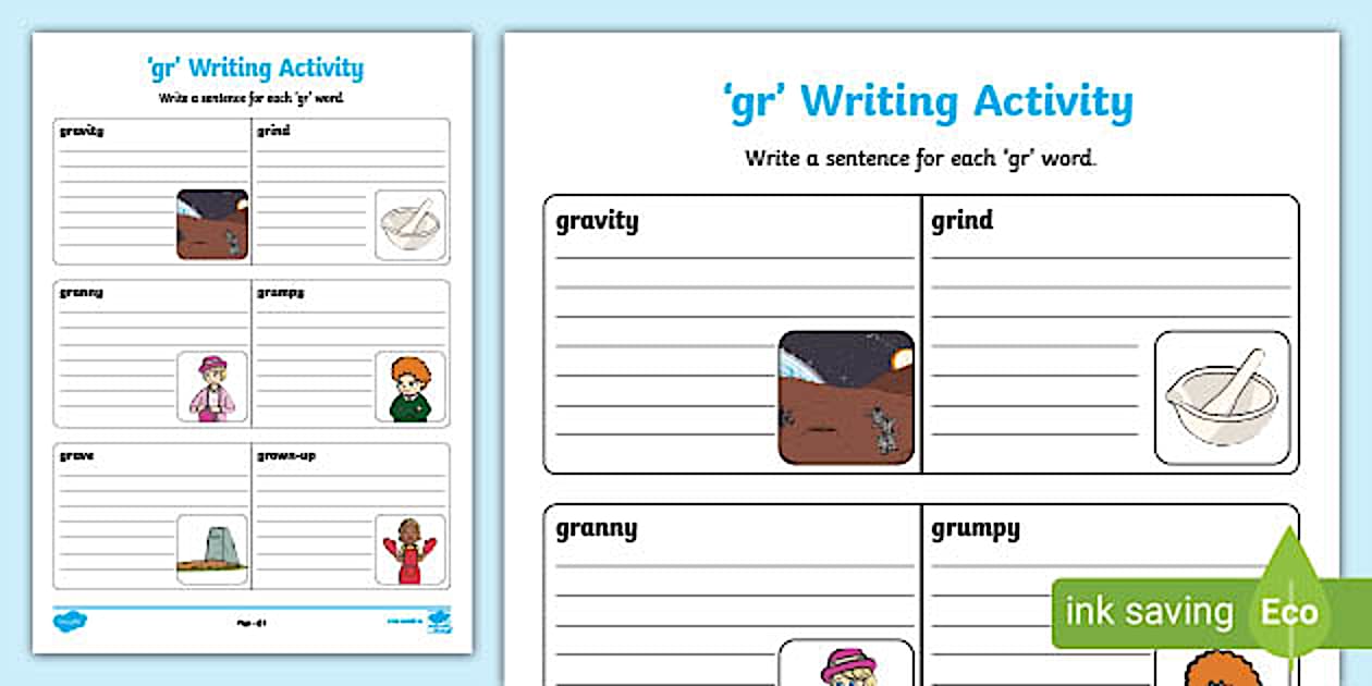 'gr' Writing Activity Sheets (teacher made) - Twinkl