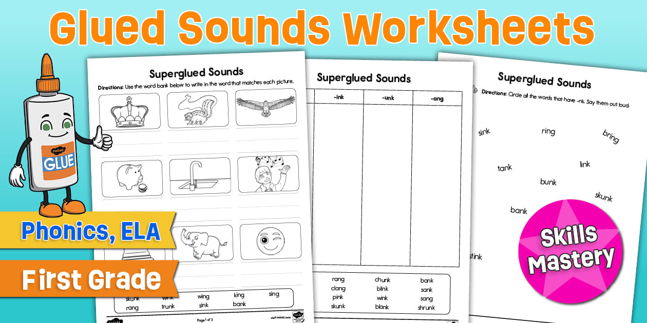 First Grade Superglued Sounds Worksheets (teacher made)