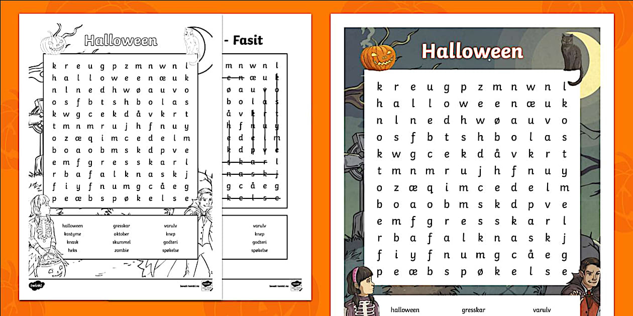 Utfordrende ordsøk til halloween (teacher made) - Twinkl