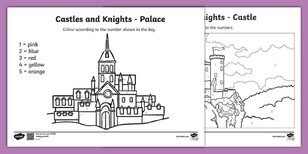Castles And Knights Color by Numbers (Teacher-Made) - Twinkl