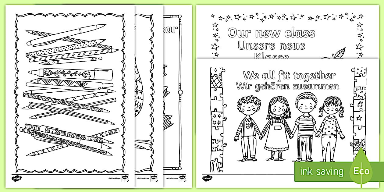 Back to School Mindfulness Colouring Page English/German