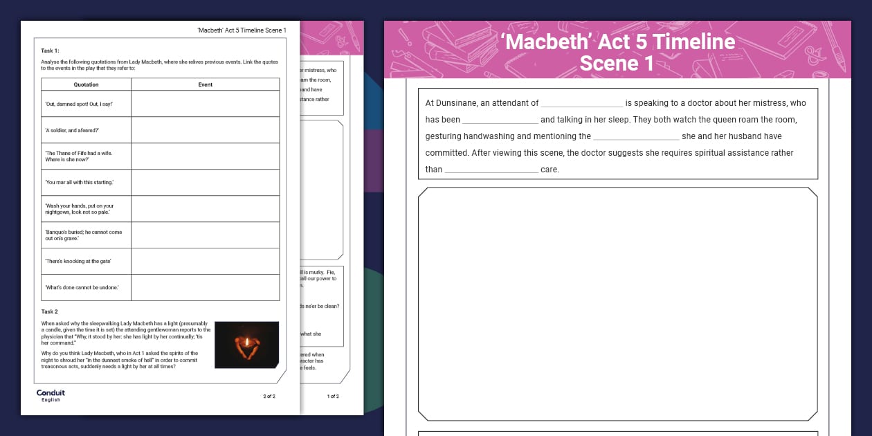 Macbeth Act 5 Scene 1 Timeline Activity Sheet (teacher made)
