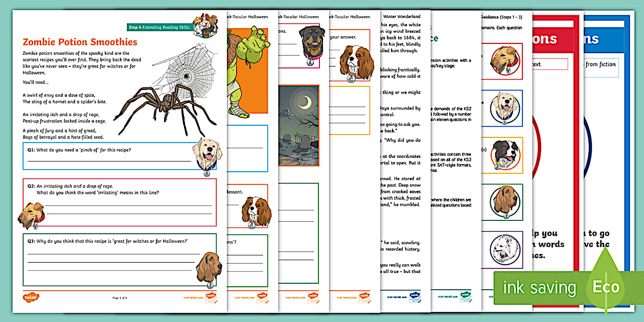 KS2 Halloween Focused Reading Skills Comprehension Pack
