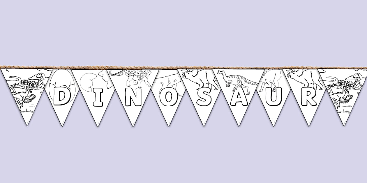 Dinosaur Colouring Display Bunting (Teacher-Made) - Twinkl
