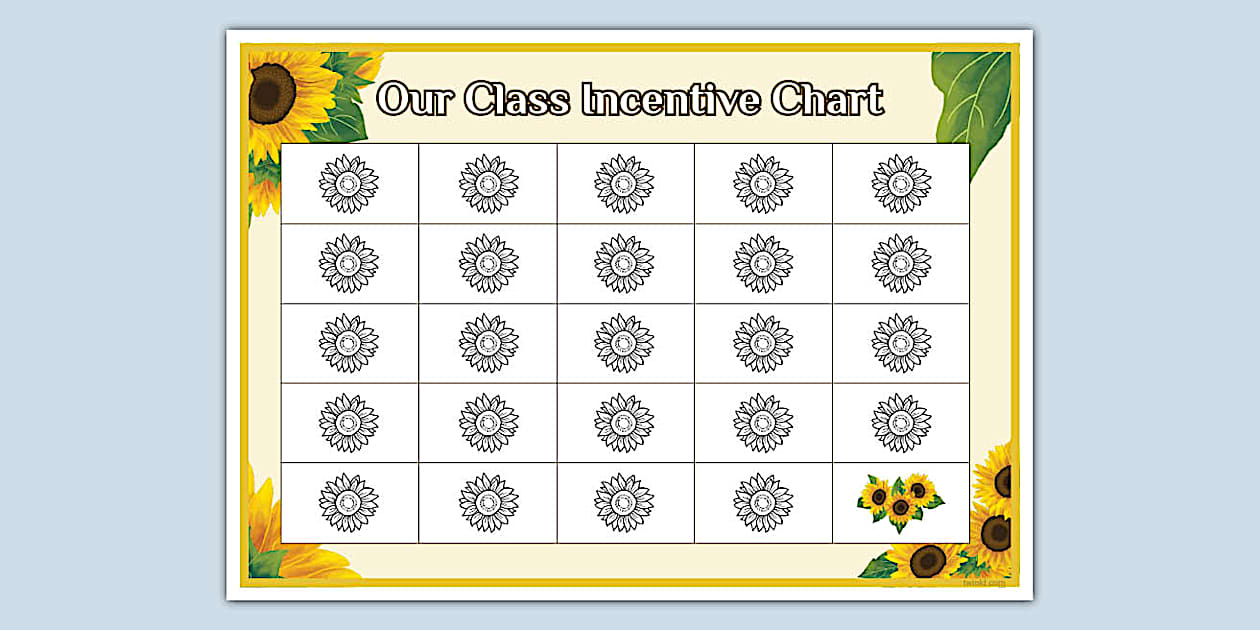 Sunflower-Themed Behaviour Incentive Chart (teacher made)