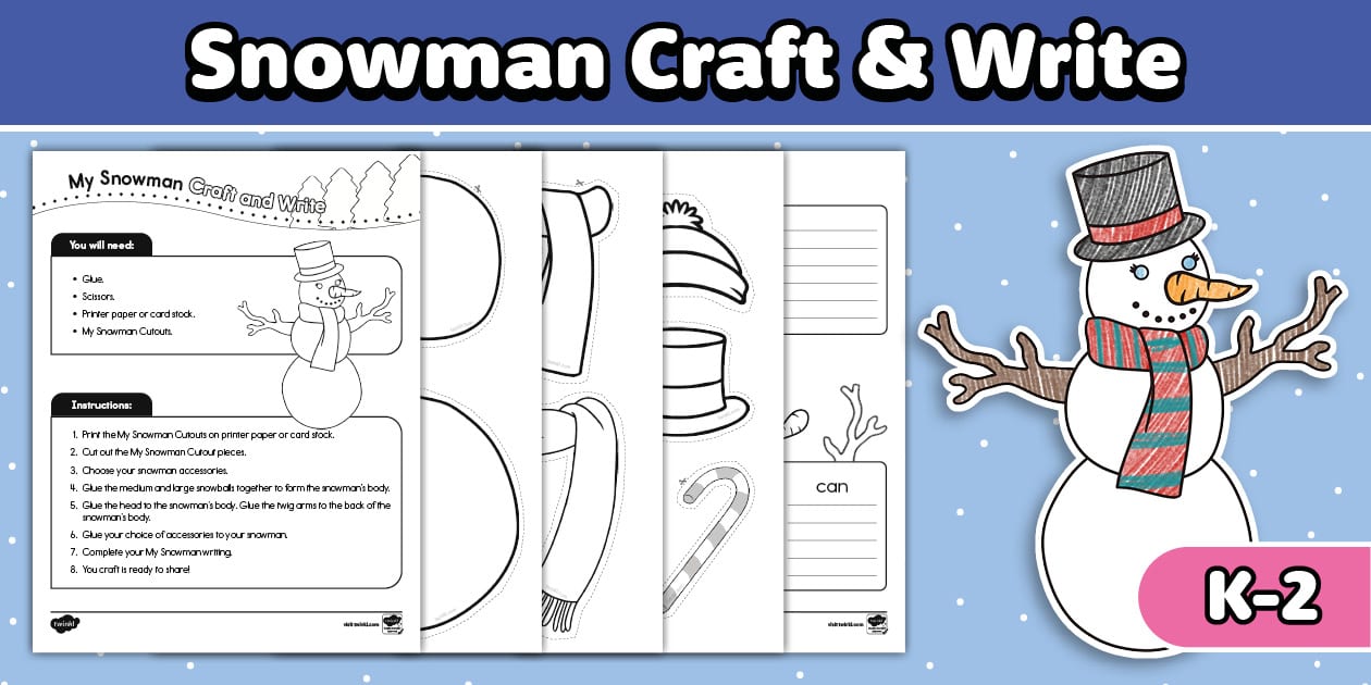 My Snowman Craft and Write Activity for K-2nd Grade