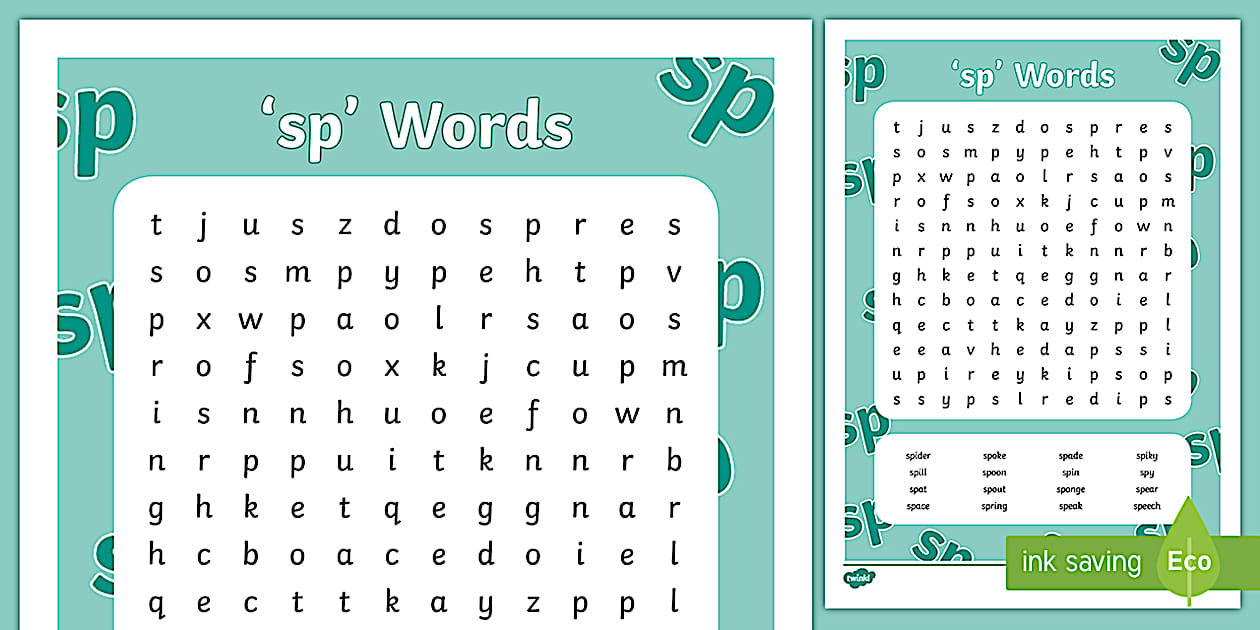 'sp' Blend Word Search (teacher made) - Twinkl