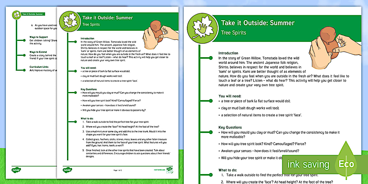 KS2 Take It Outside: Summer- Tree Spirit Activity - Twinkl