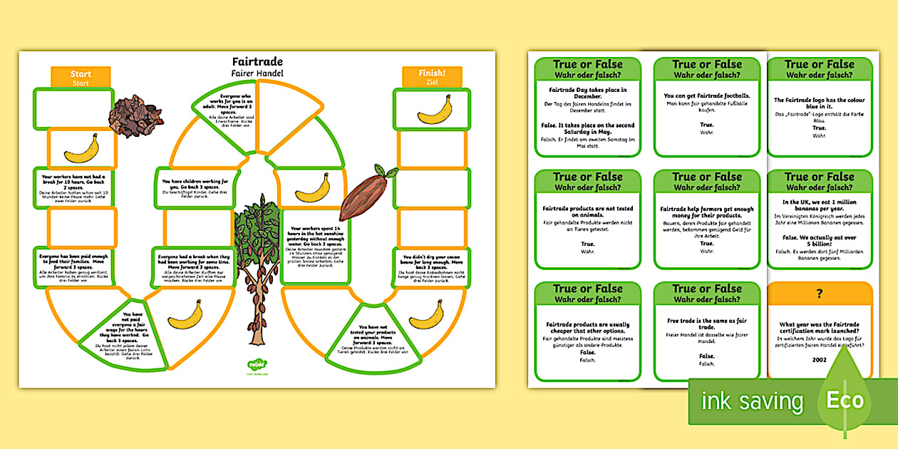 Fairtrade Board Game English/German (teacher made) - Twinkl