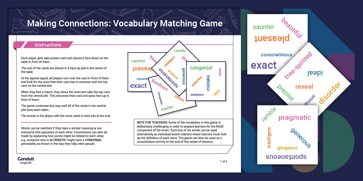 Making Connections: Vocabulary Matching Game - Twinkl