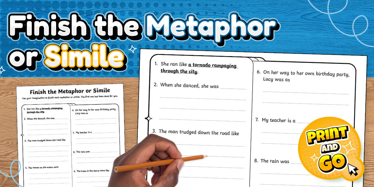 Finish the Metaphors and Similes worksheet
