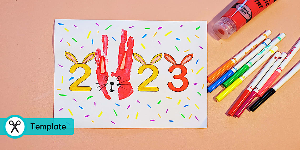 Year of the Rabbit 2023 Handprint Craft (teacher made)