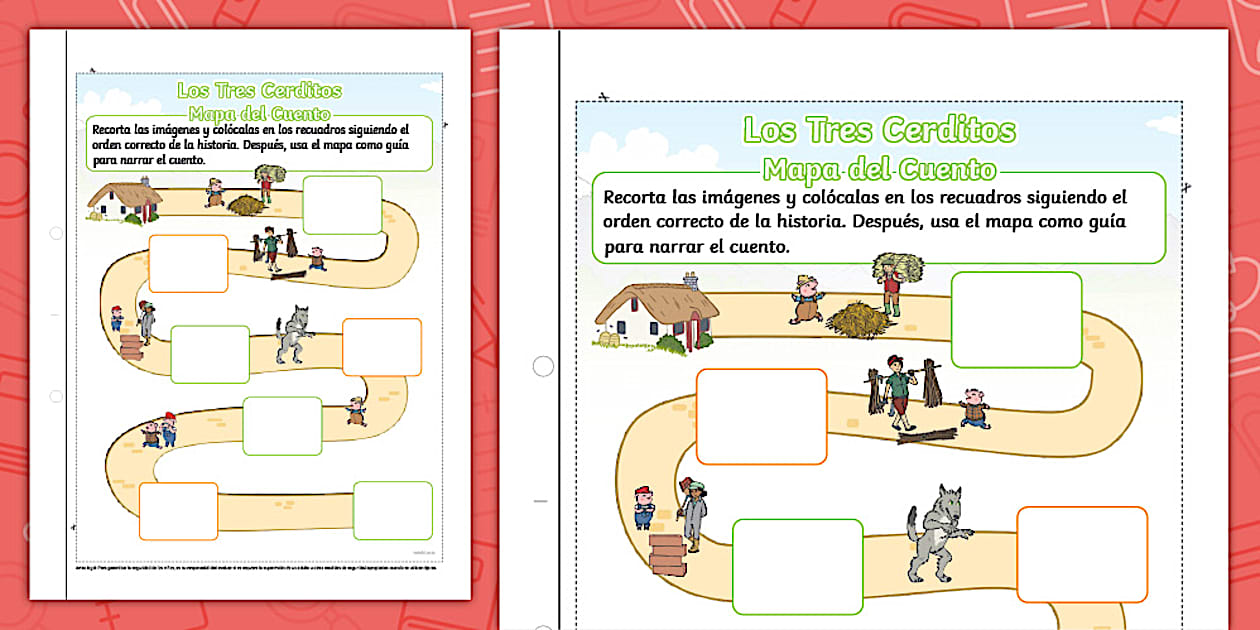 Mapa del Cuento con Recortables – Los Tres Cerditos