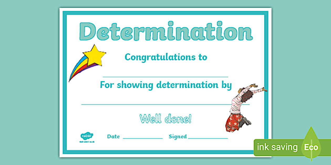 Determination Certificate KS2 (teacher made) - Twinkl