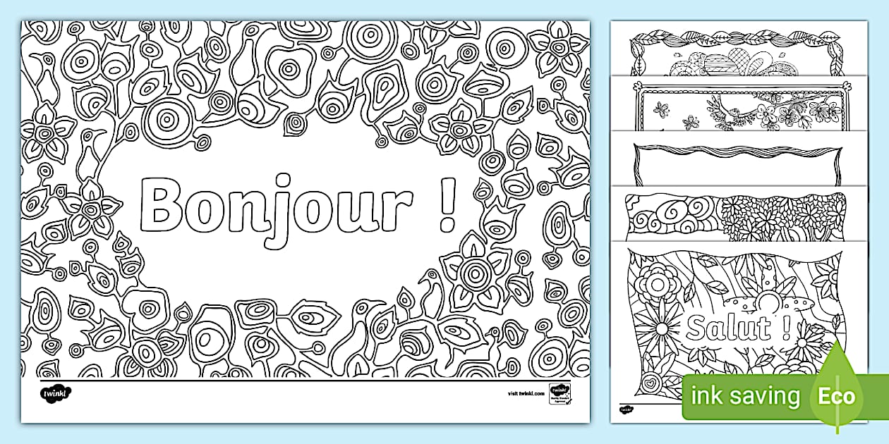 👉 French: Greetings Mindfulness Colouring - Twinkl - KS2