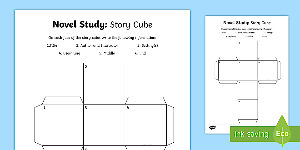Novel Study Story Cube Worksheet - CfE reading comprehension