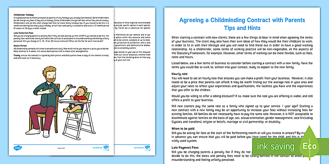 Agreeing a Childminding Contract with Parents Tips and Hints