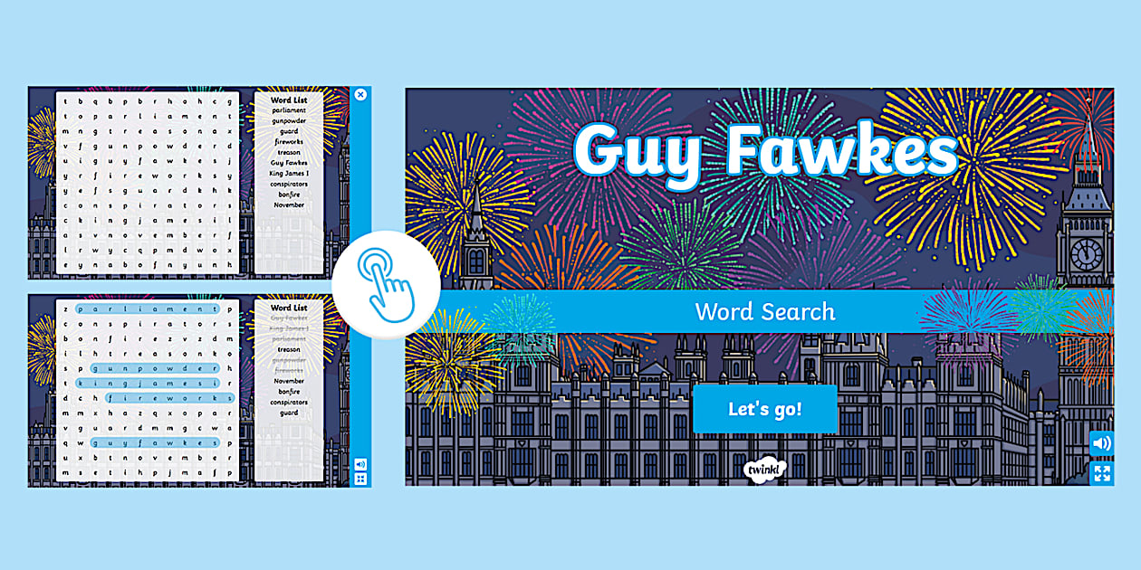 Guy Fawkes Interactive Word Search (Teacher-Made) - Twinkl