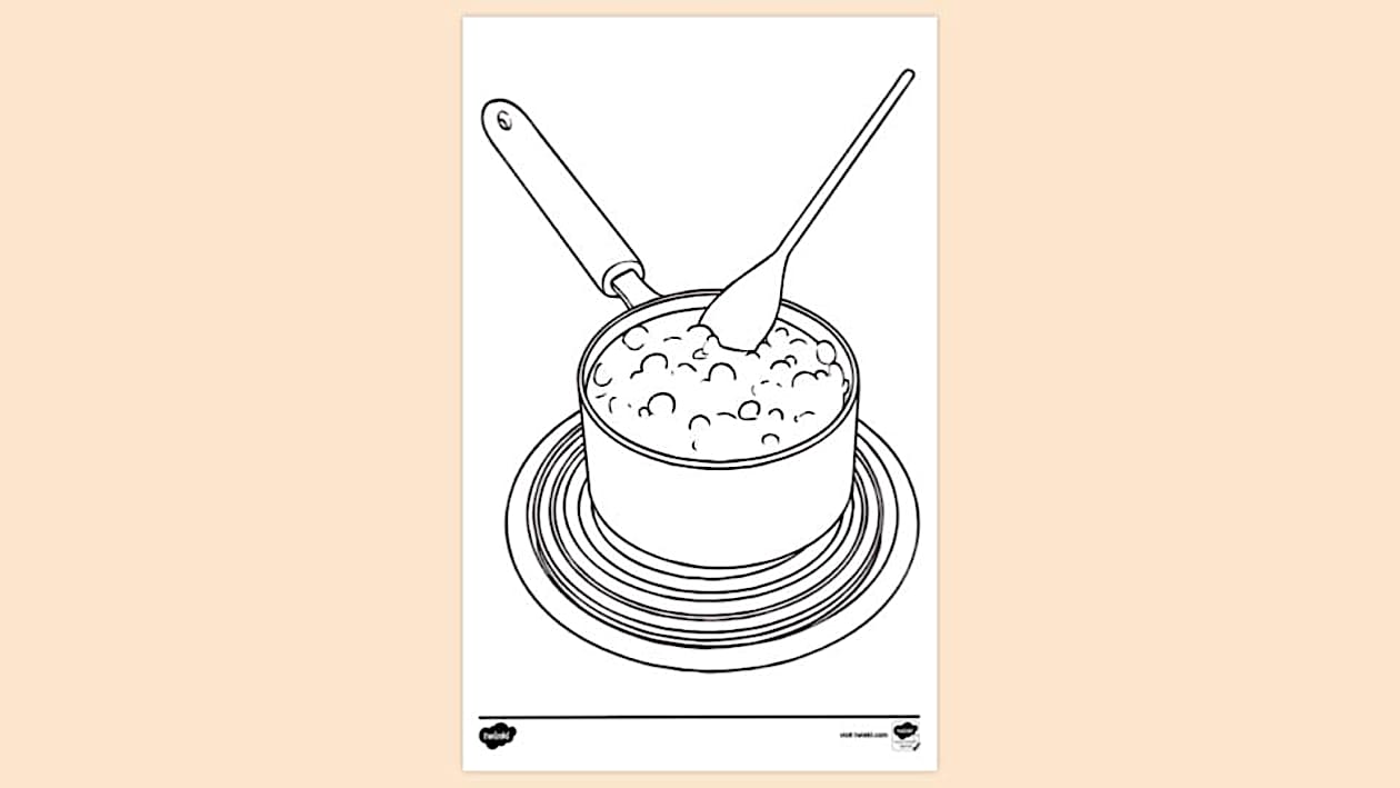 Water Boiling in a Pot Colouring Sheet | Colouring Sheets