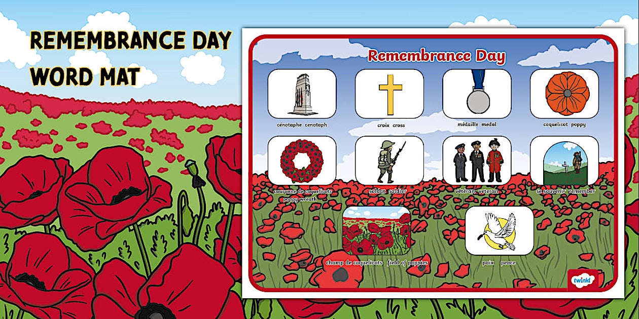 Remembrance Day Word Mat - French/English