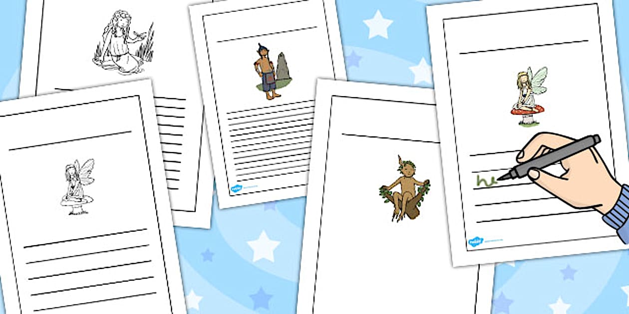 Black and White Mythical Woodland Writing frames - Twinkl