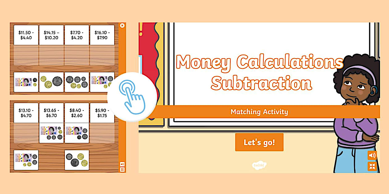 Money Calculations Subtraction Interactive Matching Activity