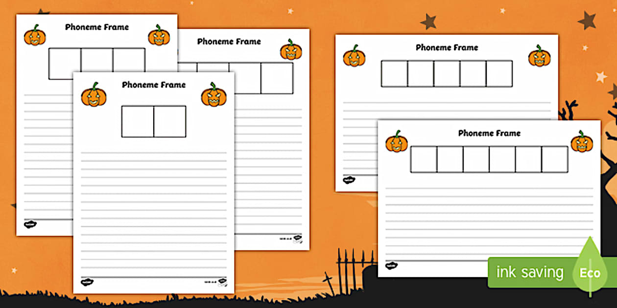 Halloween Themed Phoneme Frame Worksheet / Worksheets