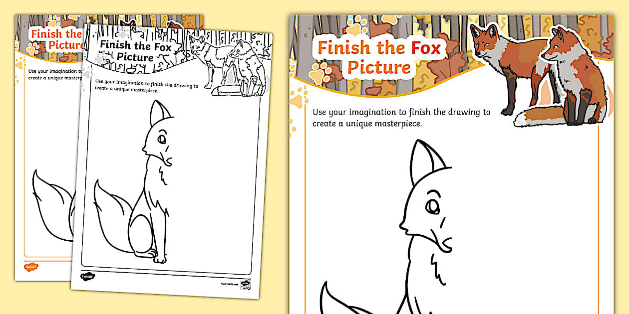 Finish the Fox Worksheet (Teacher-Made) - Twinkl