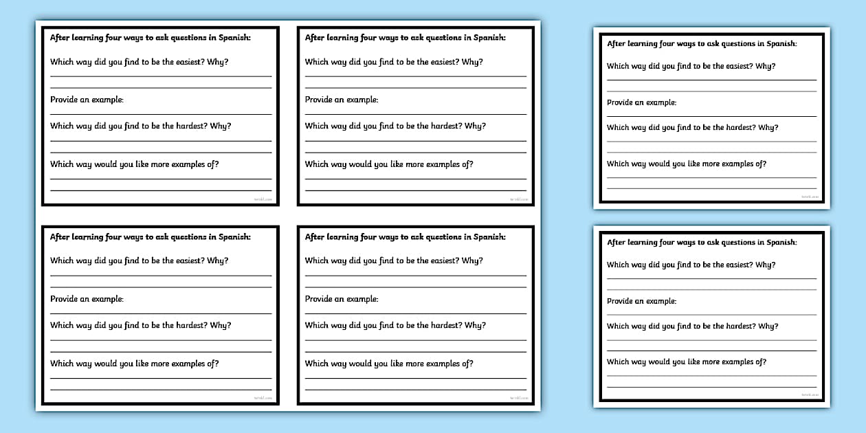 Beginning Spanish: Asking Questions Exit Tickets - Twinkl